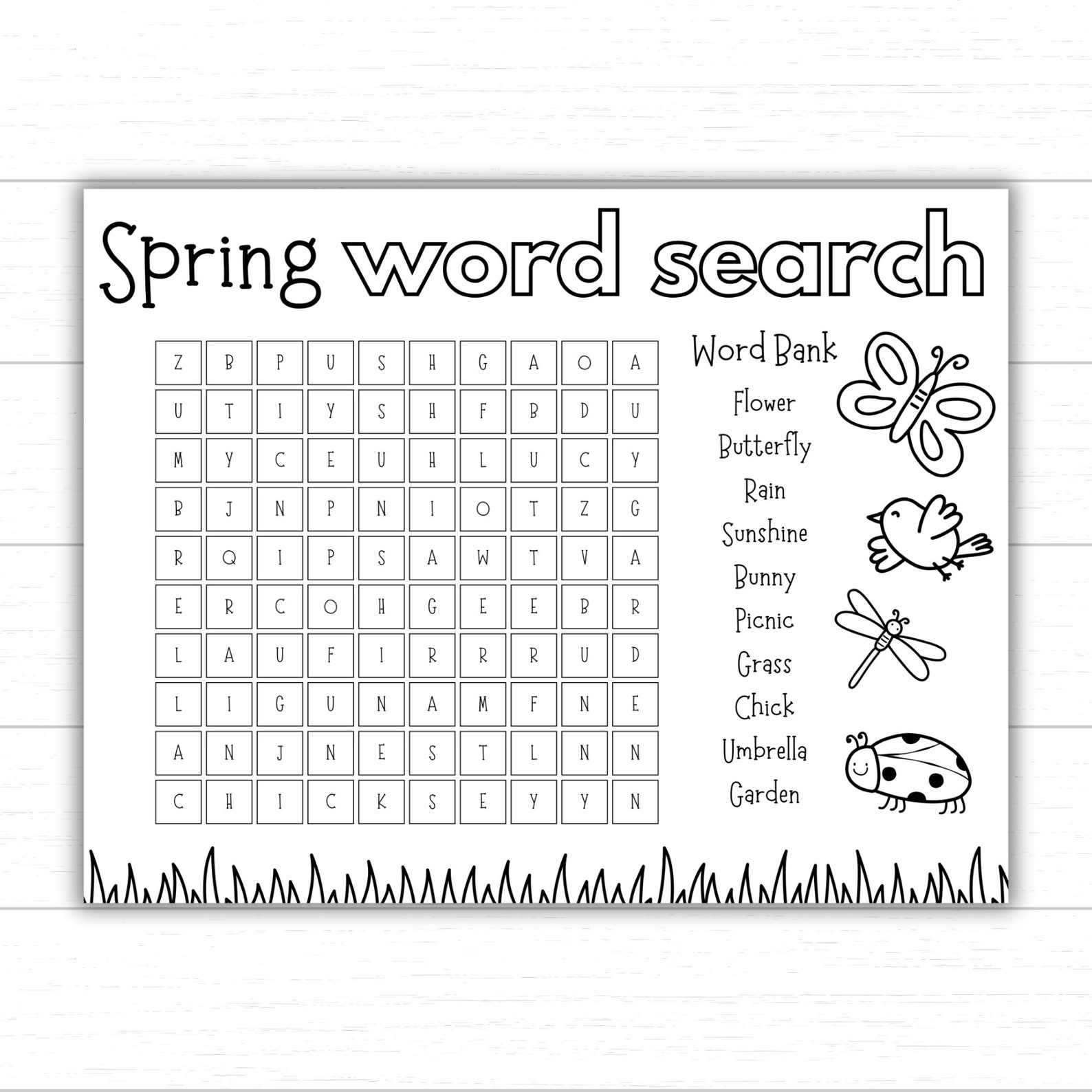 Spring Activity Pack, Printable Games, Word Search, Coloring (digital ...