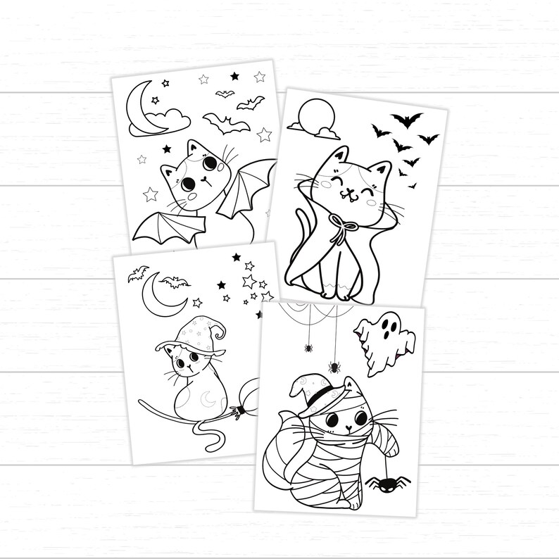 Cute Halloween Cat Coloring Pages, Printable Halloween Coloring Pages ...