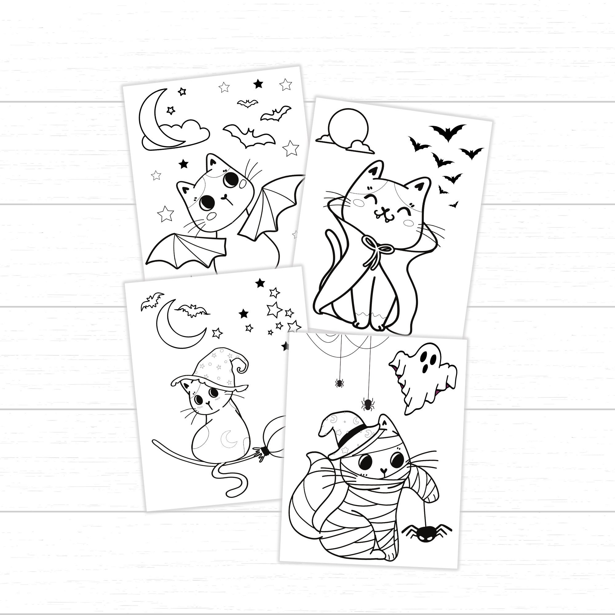 Cute Halloween Cat Coloring Pages, Printable Halloween Coloring Pages ...