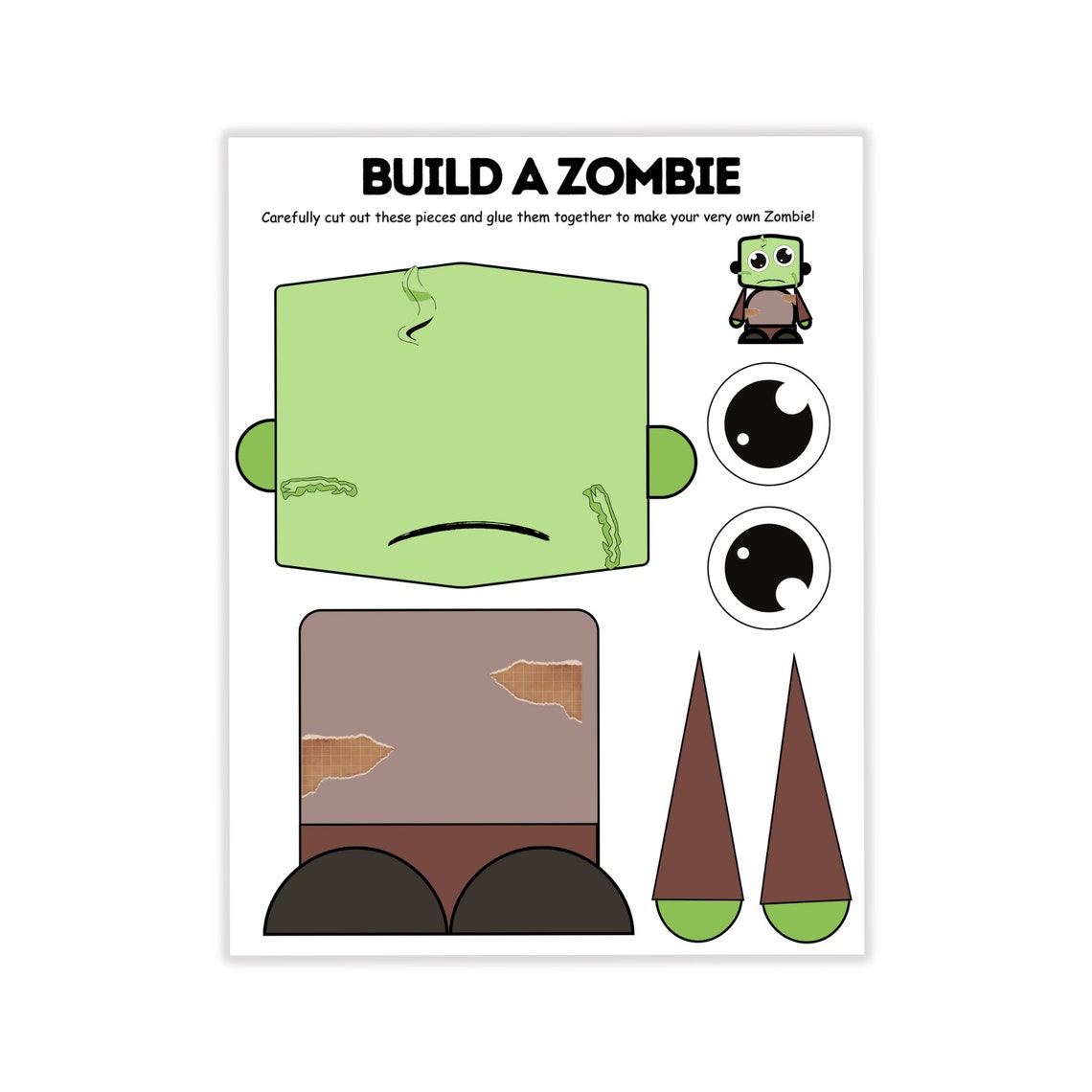 Build A Bat, Build A Zombie, Build A Frankenstein, Printable Halloween ...