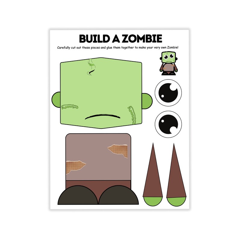 Build A Bat, Build A Zombie, Build A Frankenstein, Printable Halloween ...