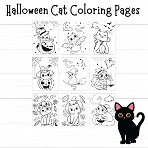 Cute Halloween Cat Coloring Pages, Printable Halloween Coloring Pages ...