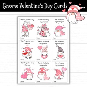 Gnome Valentine's Day Cards, Printable Gnome Valentines, Classroom ...
