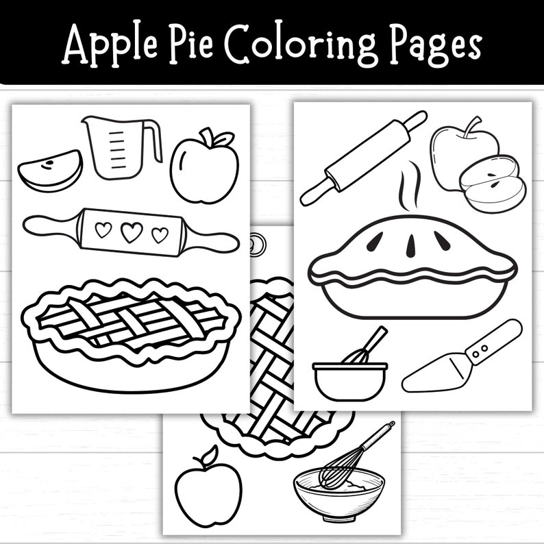 Apple Pie Coloring Pages Printable, Apple Activities, Fall Apple ...