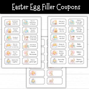 Printable Easter Coupons for Kids, Easter Egg Filler, Basket Stuffers ...