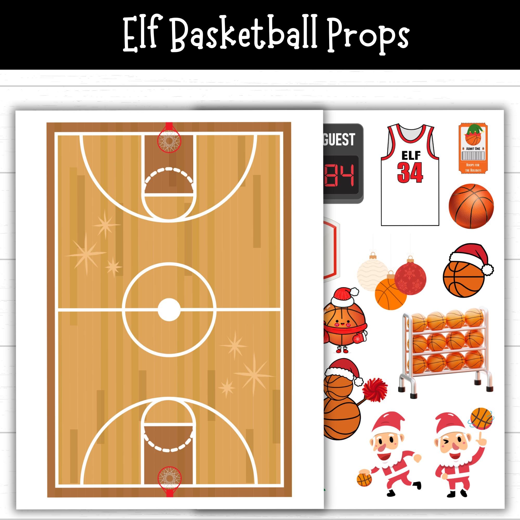 Elf Basketball Props, Christmas Elf Basketball Scene, Set Up ...