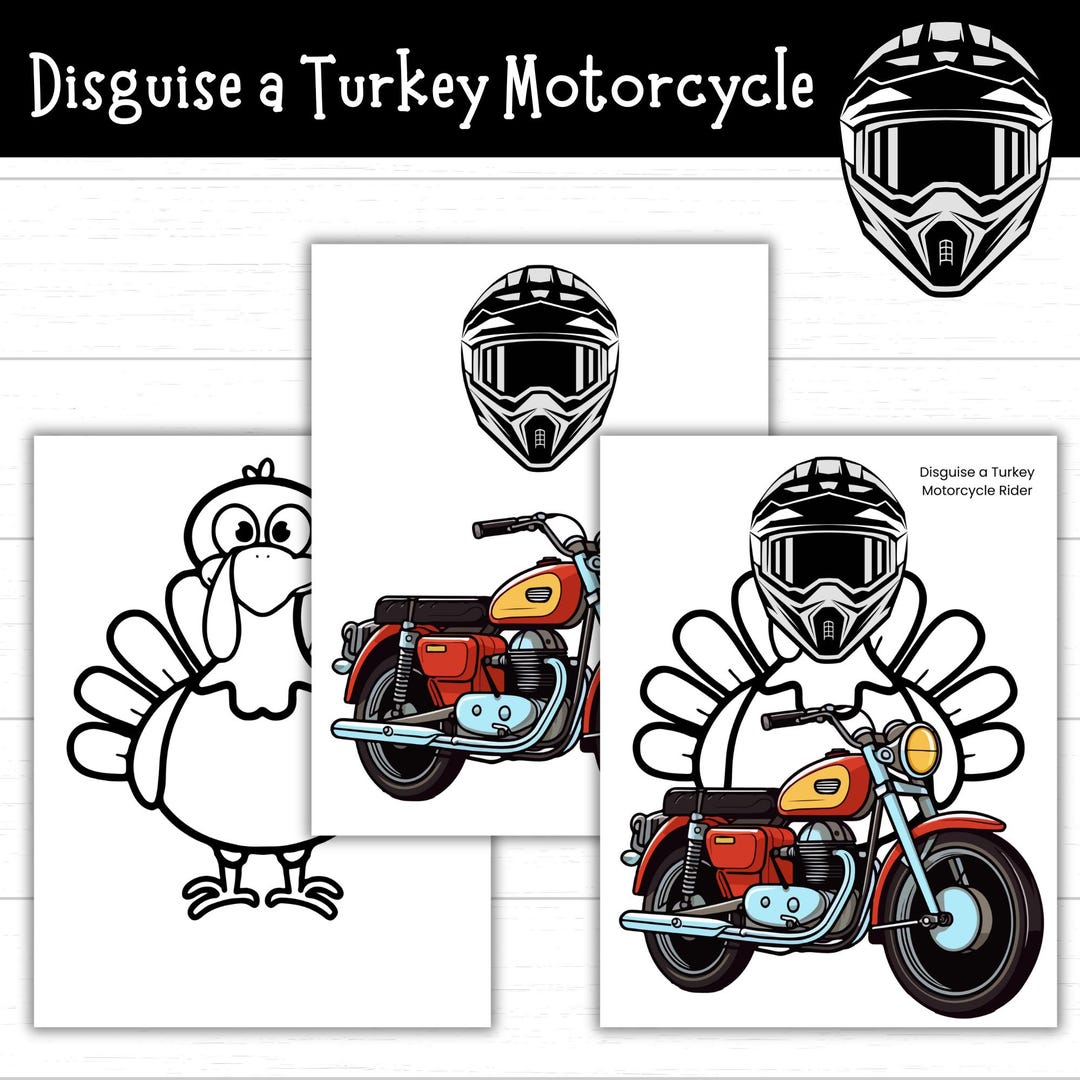 Disguise a Turkey Motorcycle Rider, Motorcycle Turkey, Printable Outfit ...