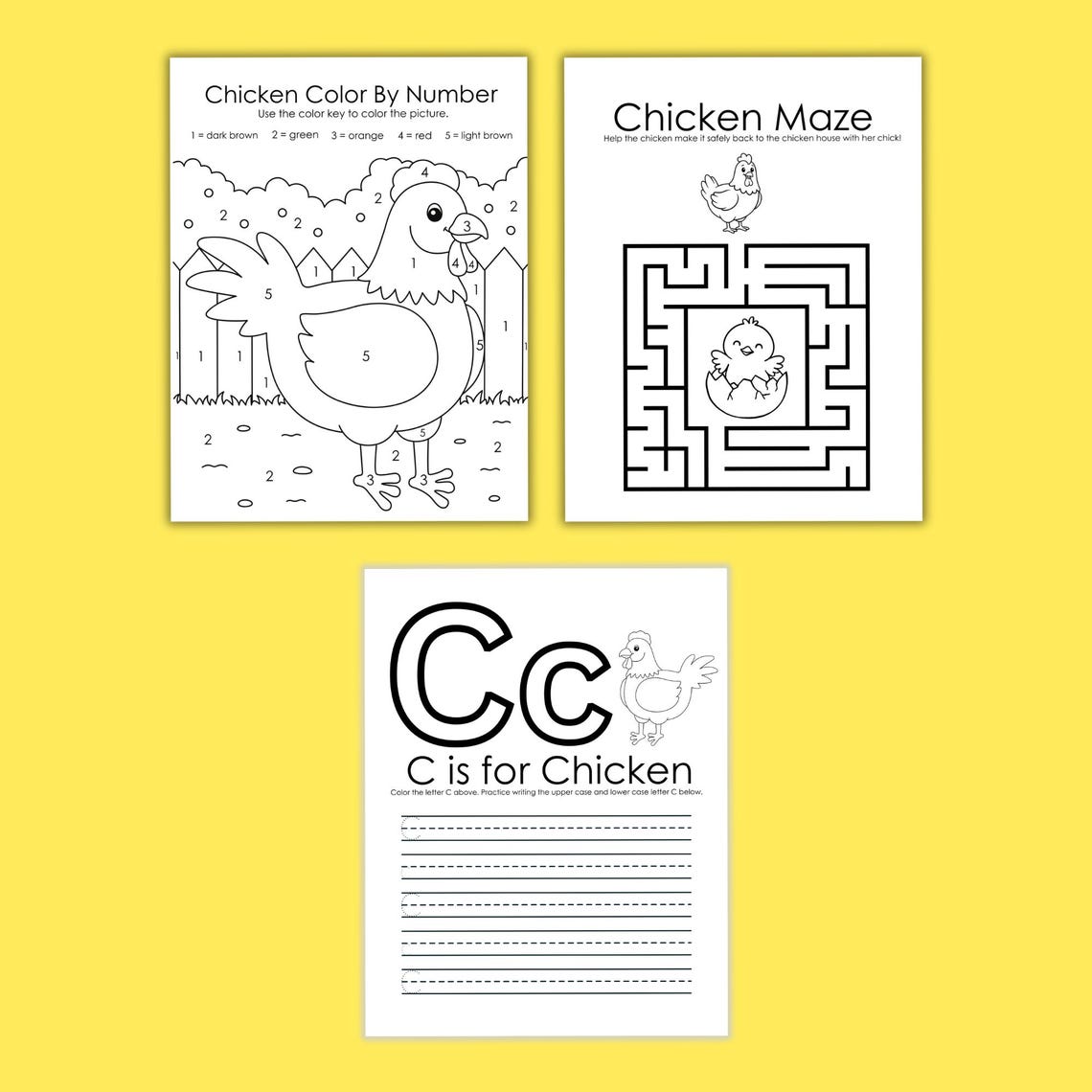 Chicken Life Cycle Activity Pack for Kids, Farm Animals Worksheets ...