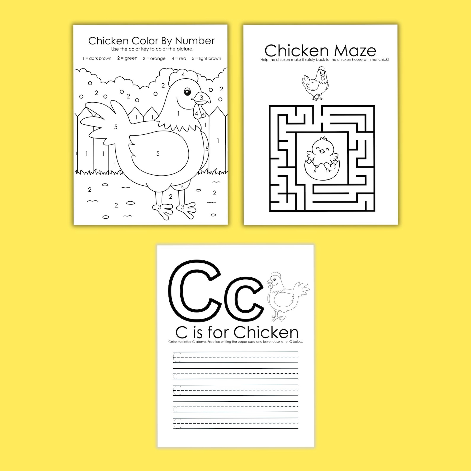 Chicken Life Cycle Activity Pack for Kids, Farm Animals Worksheets ...