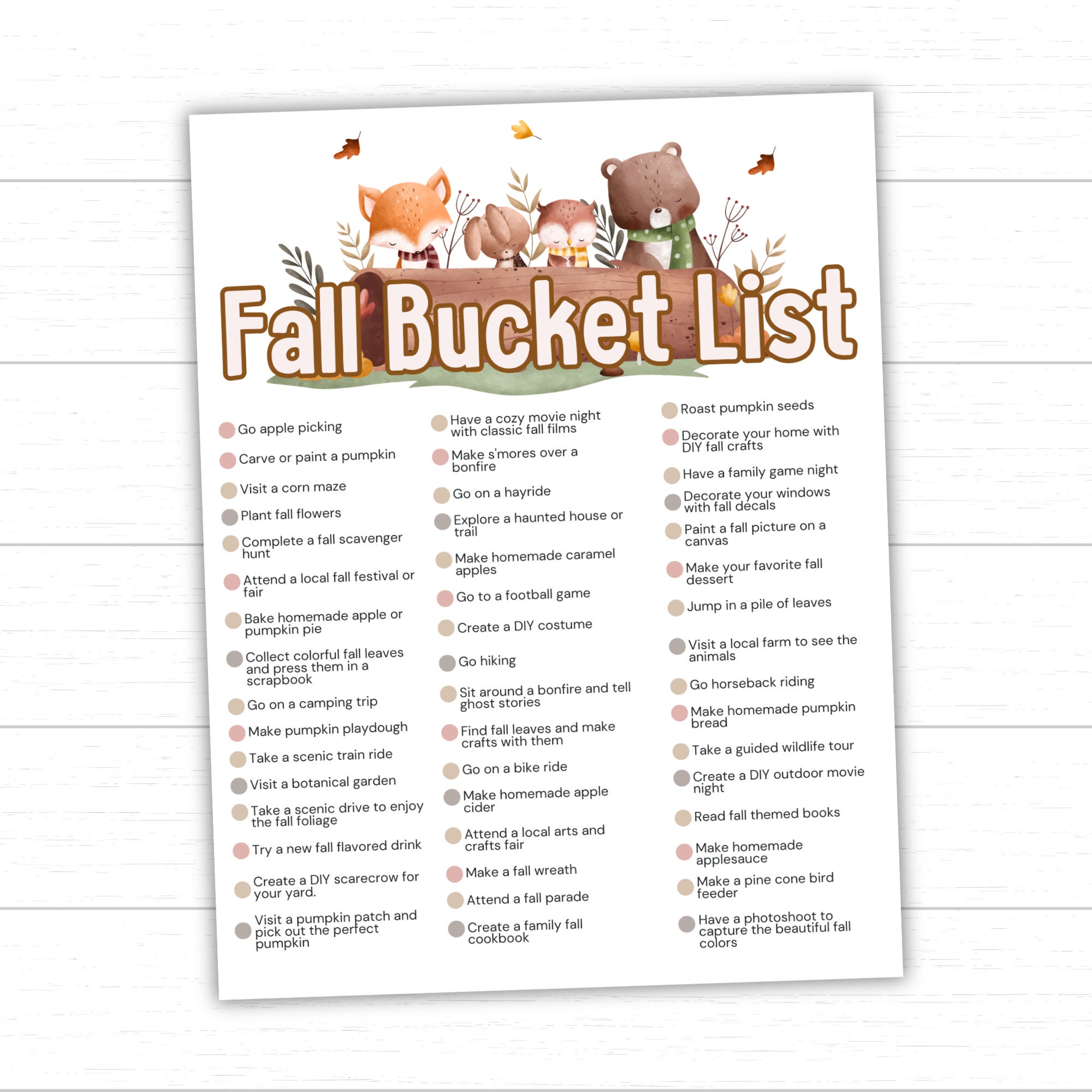 Fall Bucket List Printable for Kids, Autumn Bucket List, Fall Checklist ...