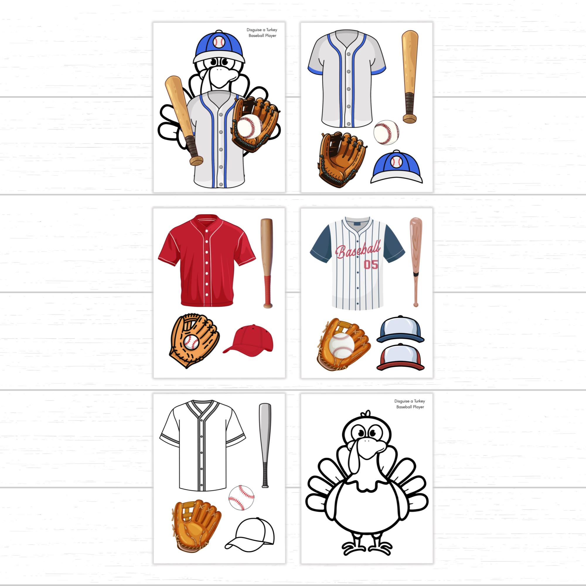 Disguise a Turkey Baseball Craft Printable, Thanksgiving Activity for ...