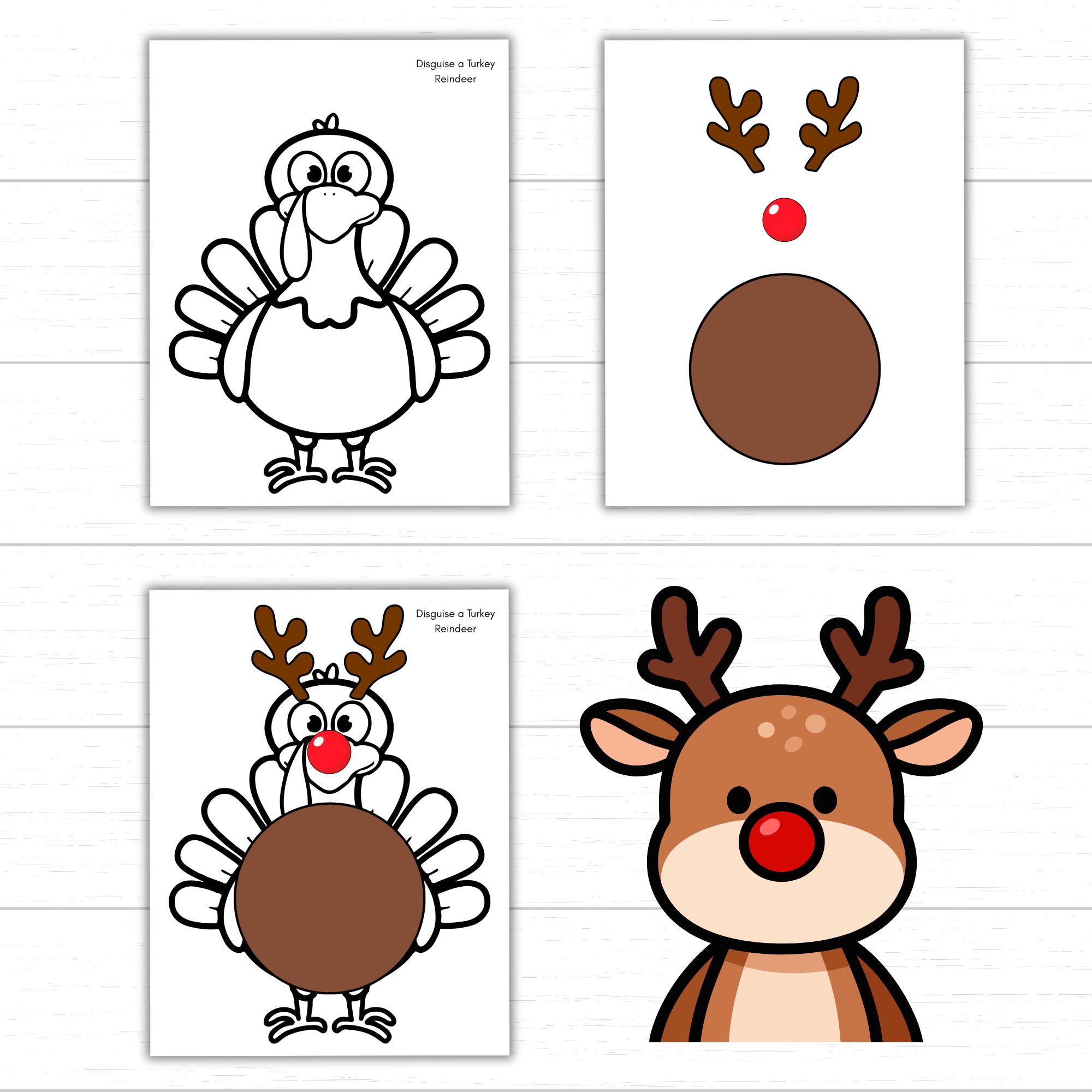 Disguise a Turkey Reindeer Printable – Fun Thanksgiving Craft for Kids ...