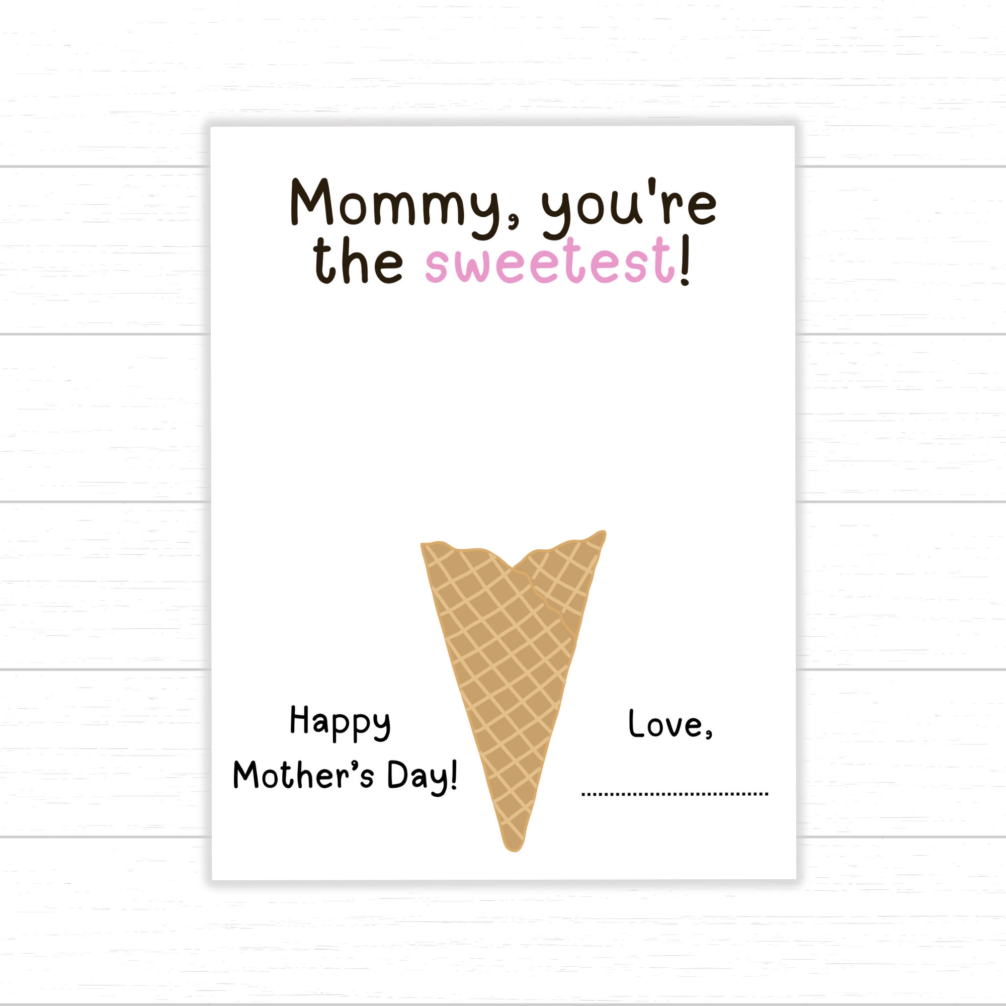 Mother's Day Ice Cream Fingerprint Art, You're the Sweetest, Ice Cream ...