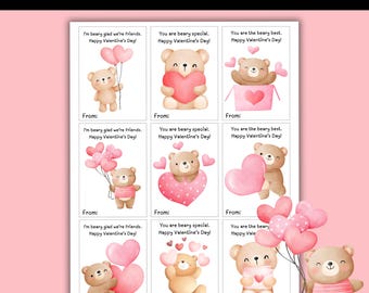 School Valentines for Kids | Heart Day Cards | Teddy Bear Valentine ...