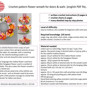 Crochet Pattern Door Wreath With Colorful Flowers, Flower Decor for ...