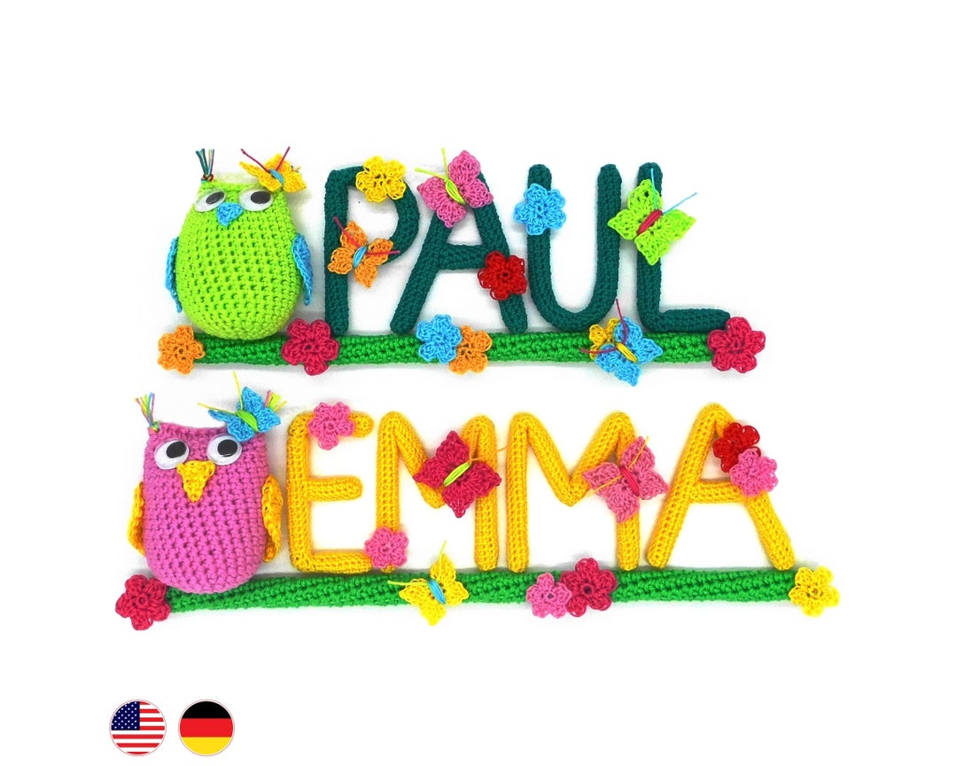 Crochet Pattern Name Tag Owl With Amigurumi Letters, Complete ABC ...