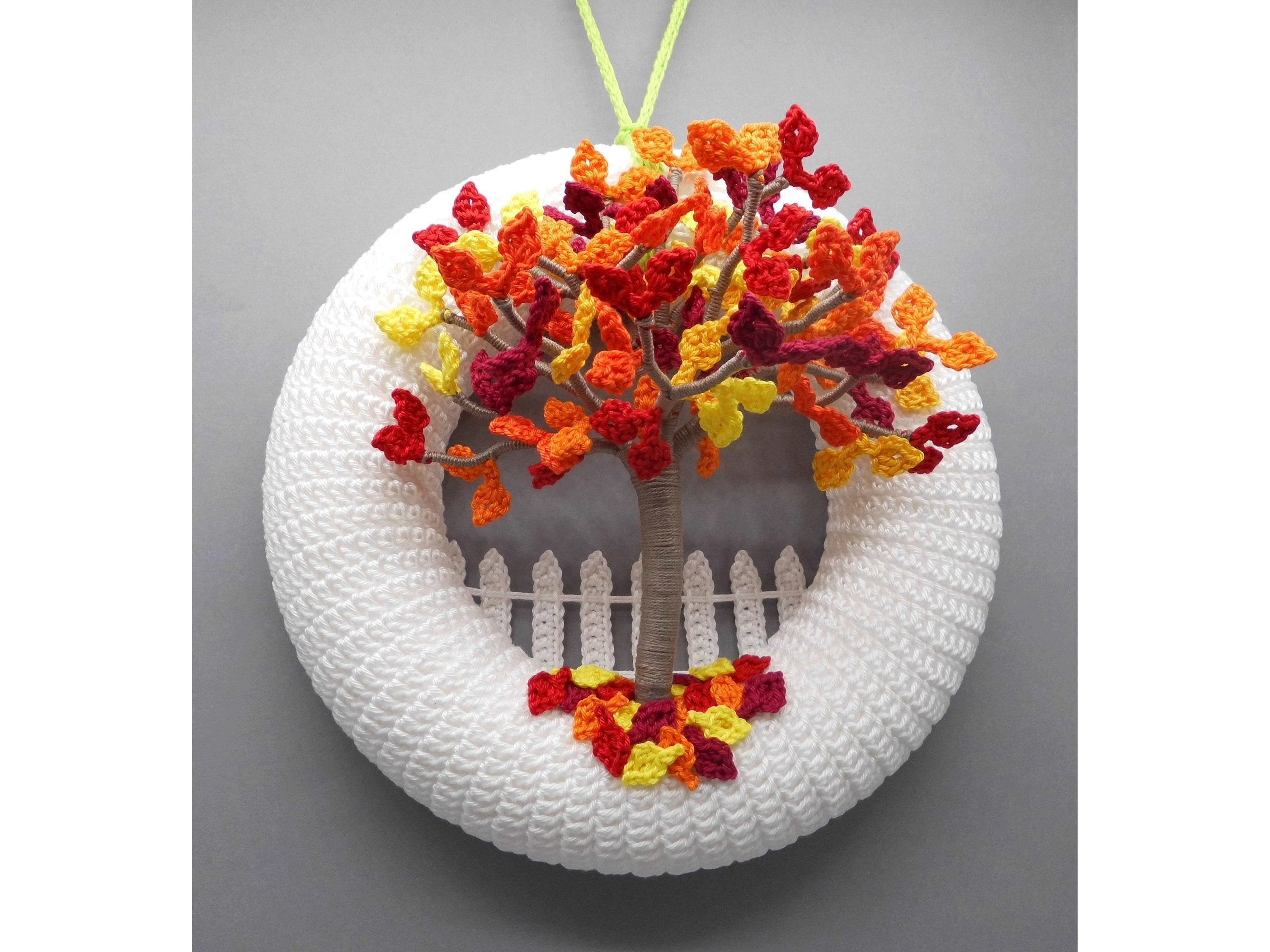 Crochet Pattern Door Wreath Autumn Tree Autumn Decor for - Etsy