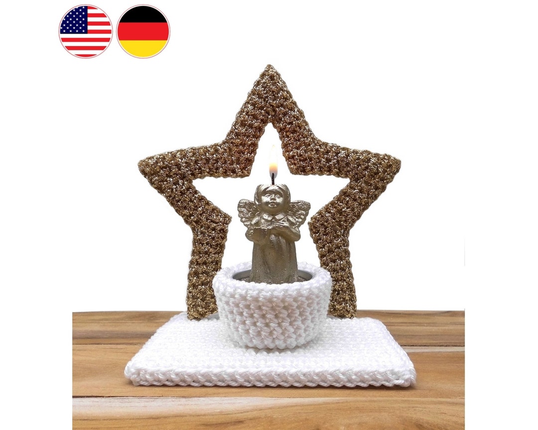 Crochet Pattern Star Tea Light Holder in 2 Versions, Christmas ...
