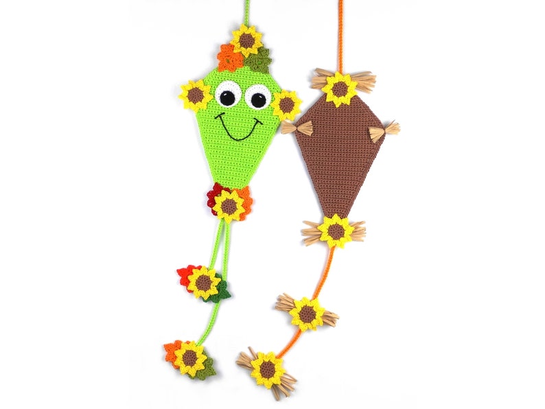 Crochet Pattern Door Decoration Kite With Sunflowers - Easy From Scraps ...