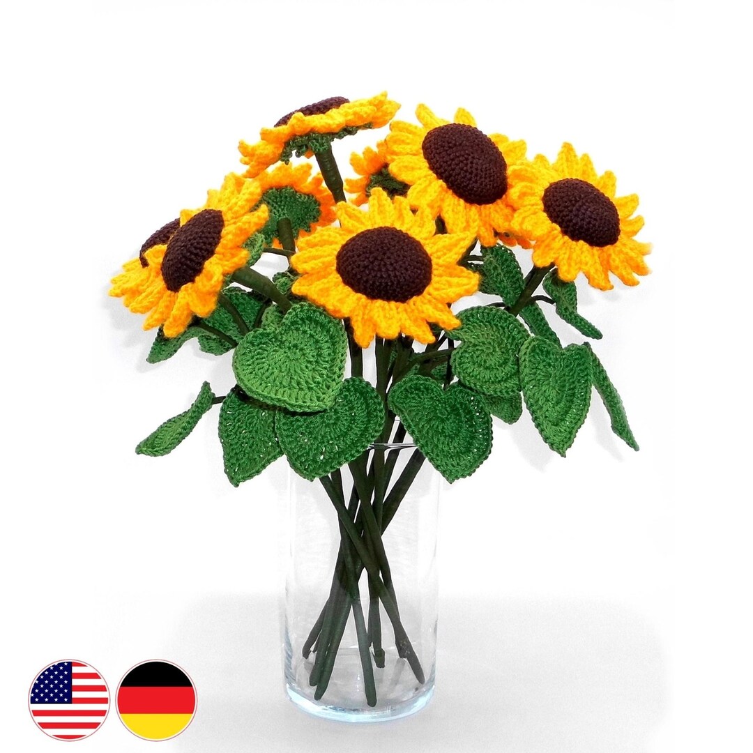 Crochet Pattern Sunflower - a Bouquet of Flowers or Large Single ...