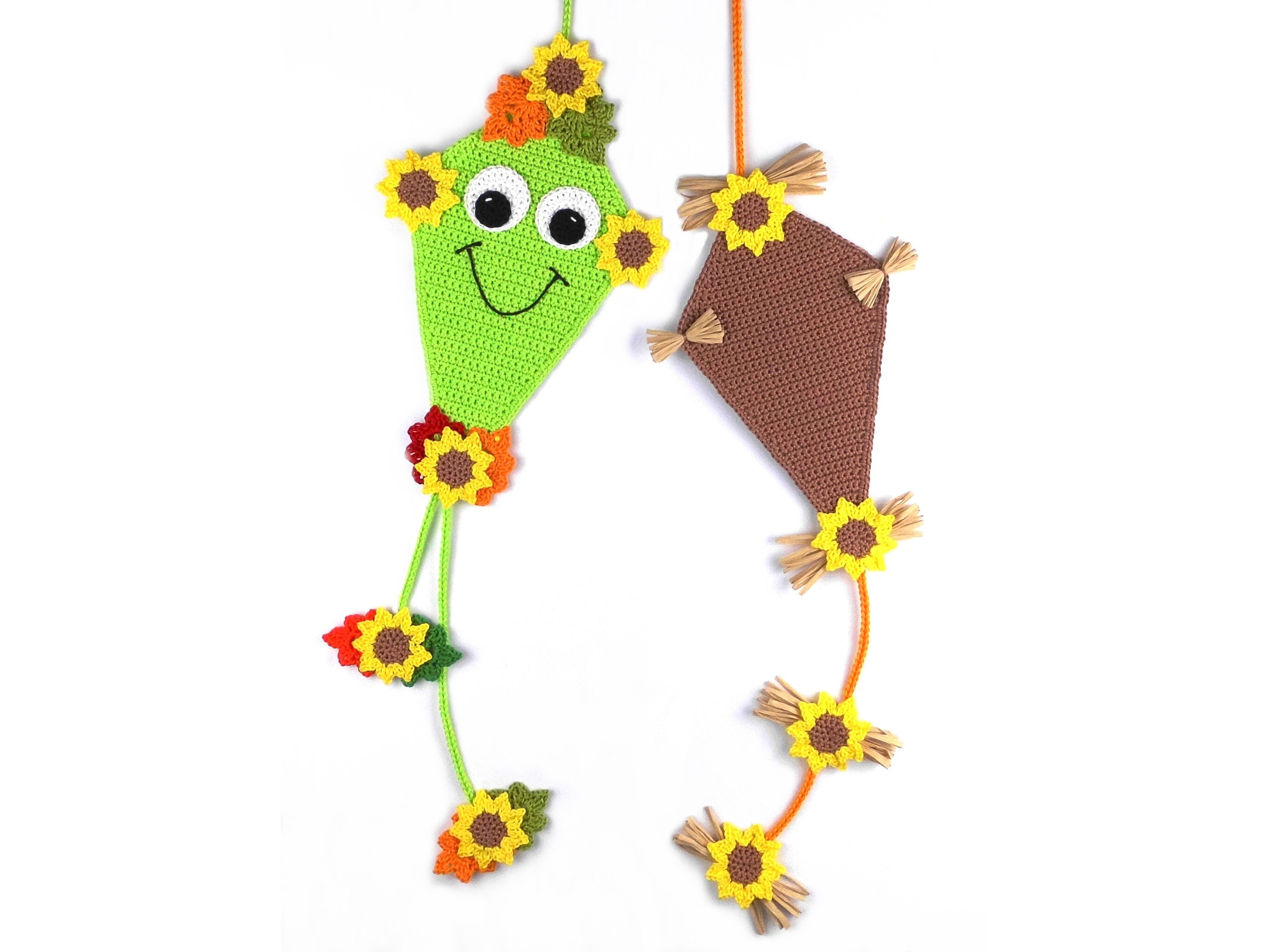 Crochet Pattern Door Decoration Kite With Sunflowers Easy From Scraps ...