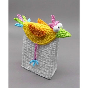 Crochet Pattern Gift Bag With Colorful Funny Bird - Easy From Scraps of ...