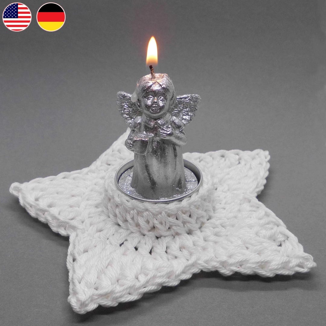 Crochet Pattern Star Tealight Holder - Crochet Very Easy From Scraps of ...