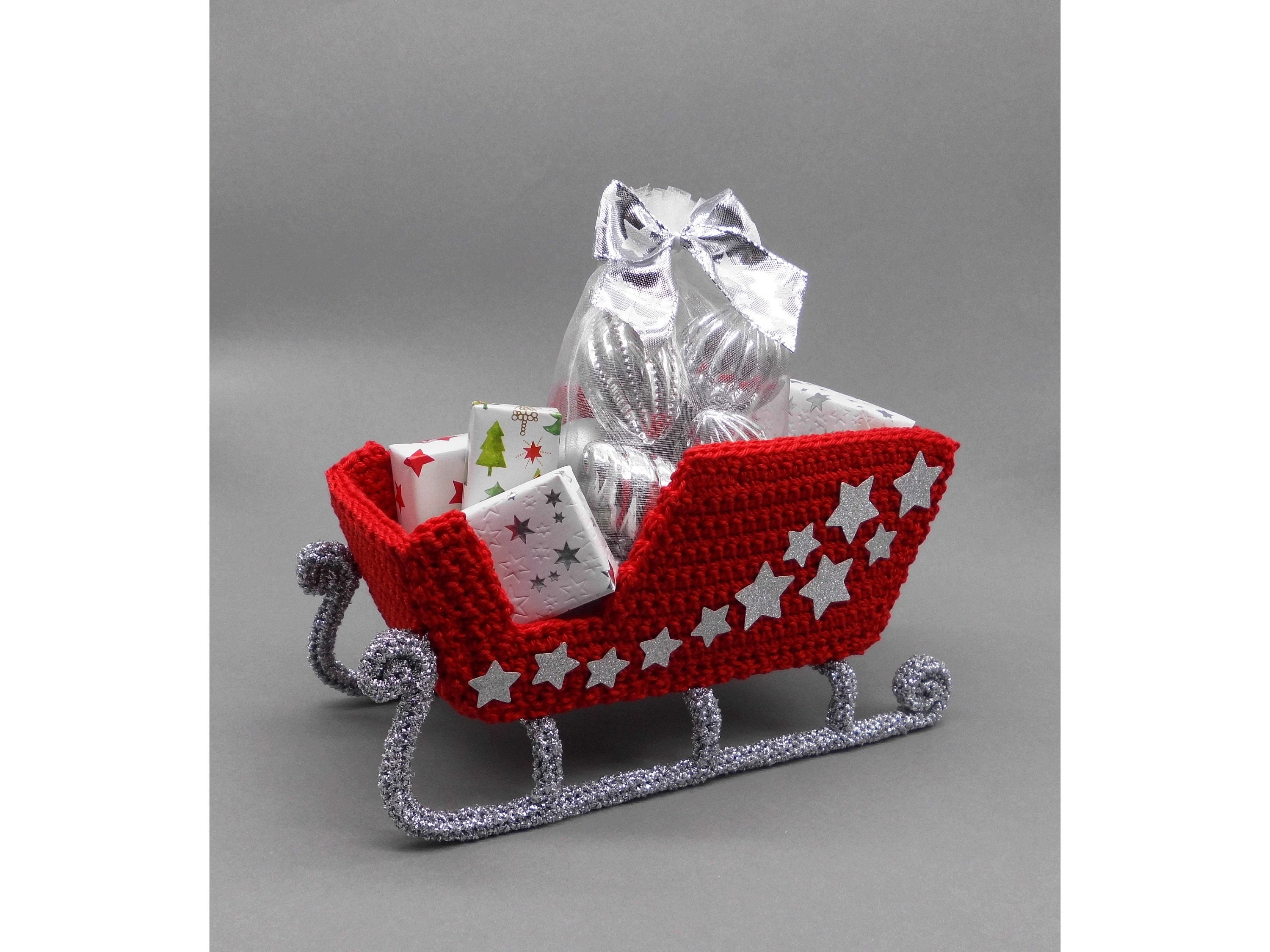 Crochet Pattern Christmas Decoration Sleigh and Edge Stool Reindeers ...