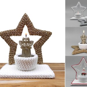 Crochet Pattern Star Tea Light Holder in 2 Versions, Christmas ...
