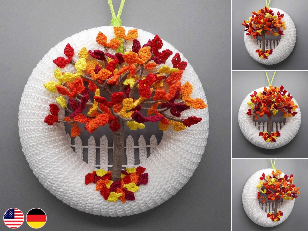 Crochet Pattern Door Wreath Autumn Tree Easy From Scraps of Yarn - Etsy