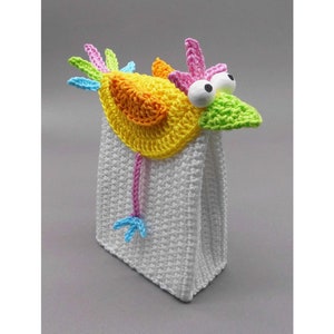 Crochet Pattern Gift Bag With Colorful Funny Bird - Easy From Scraps of ...