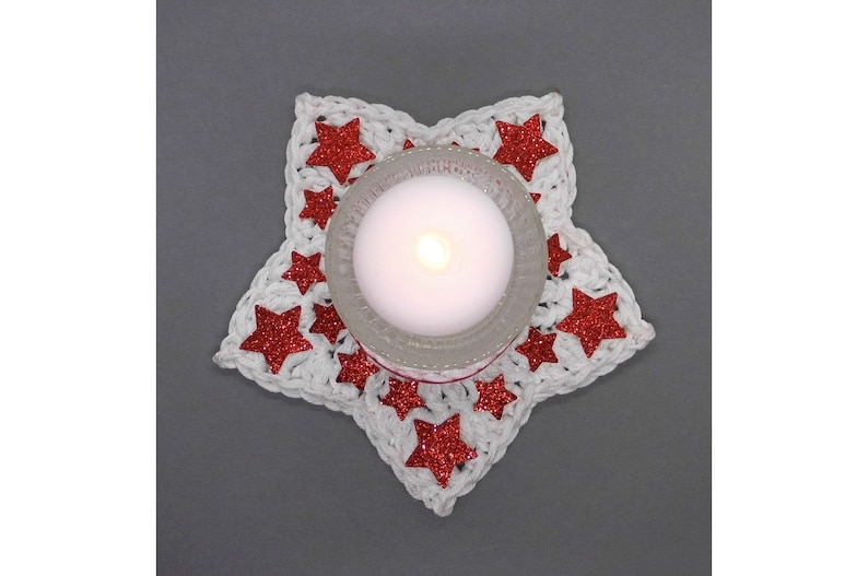 Crochet Pattern Star Tealight Holder Crochet Very Easy From Scraps of ...