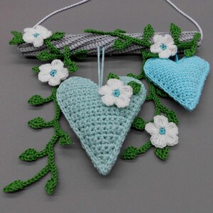 Crochet Pattern Hearts & Flower Tendrils, Hanging Decoration Instead of ...