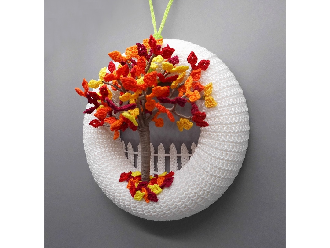 Crochet Pattern Door Wreath Autumn Tree, Autumn Decor for Doors and ...