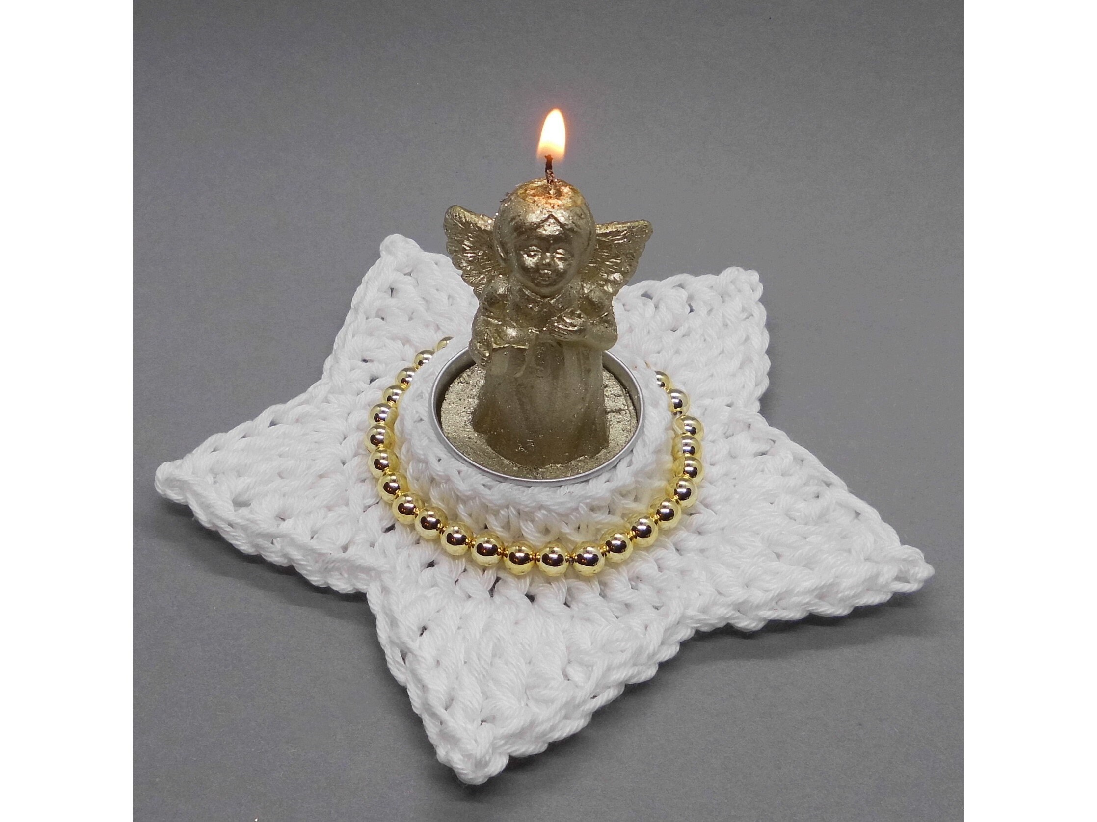 Crochet Pattern Star Tealight Holder Crochet Very Easy From Scraps of ...