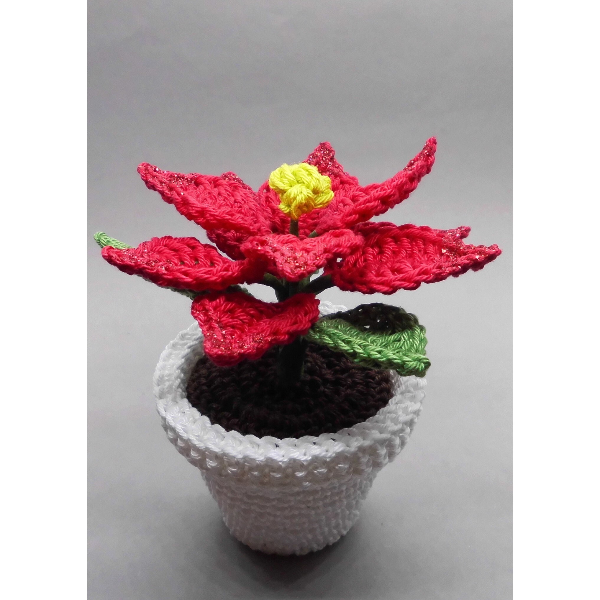 Crochet Pattern Poinsettia in Pot Christmas Decoration Easy - Etsy
