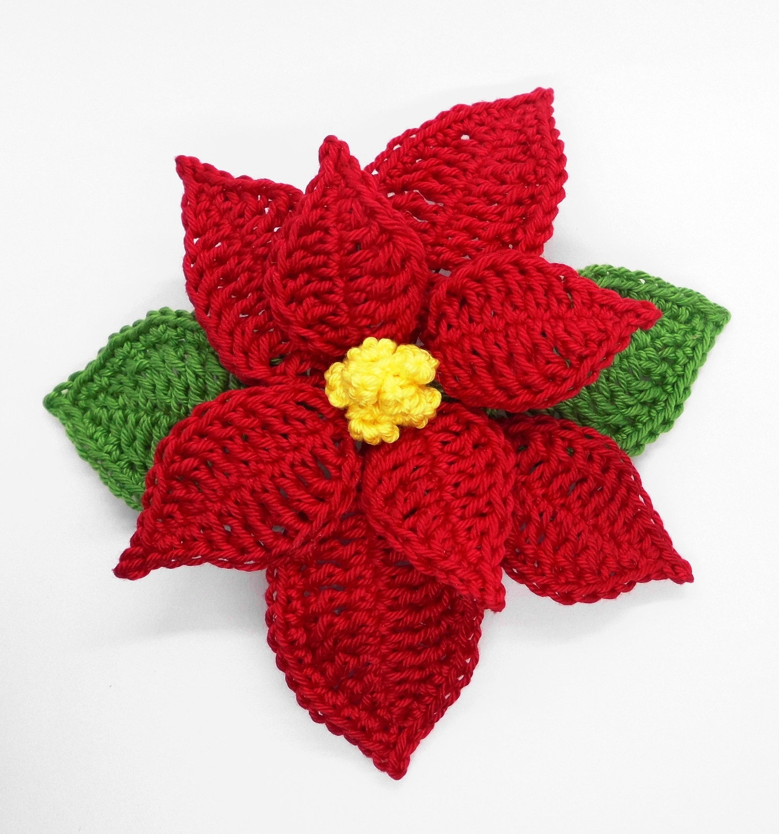 Crochet Pattern Poinsettia, Christmas Decoration for Wreaths, Easy ...