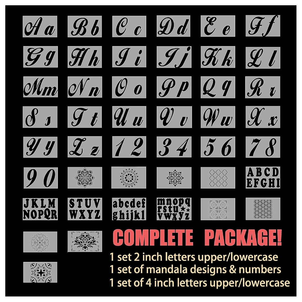 Cursive Large Letter Stencils 45 Piece Reusable Template for - Etsy