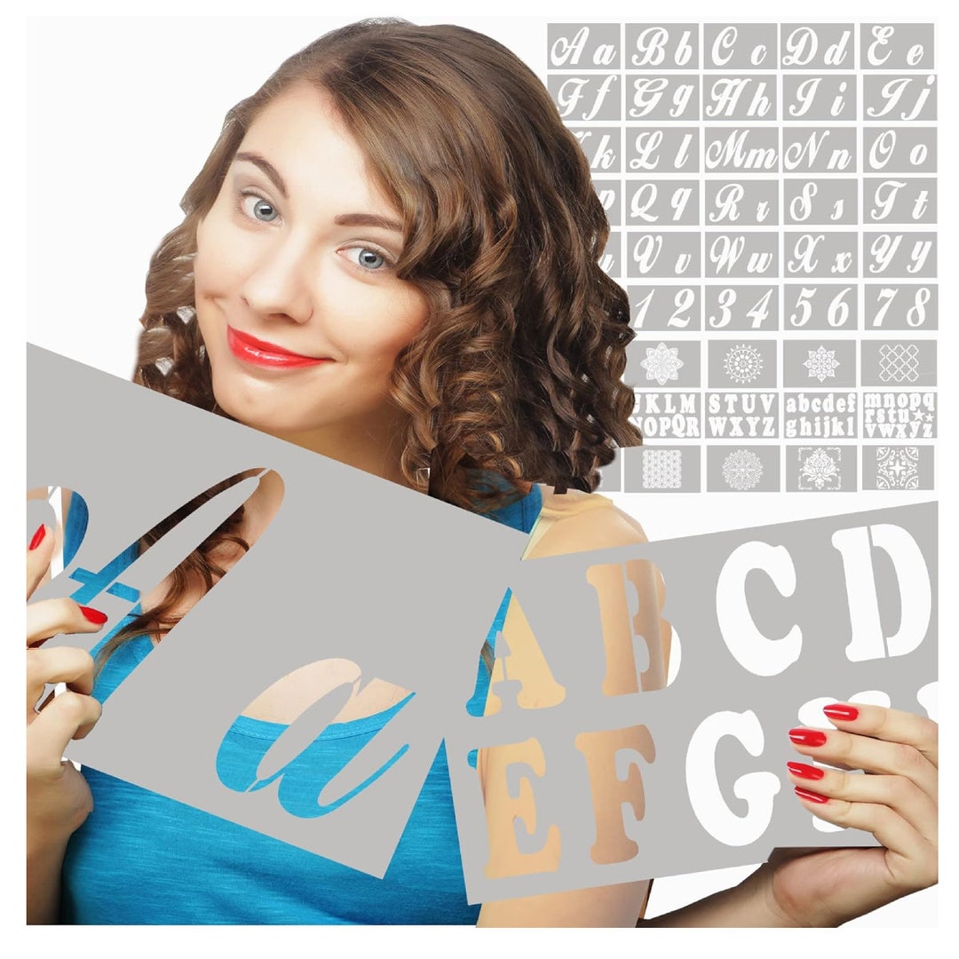 Cursive Large Letter Stencils 45 Piece Reusable Template for - Etsy
