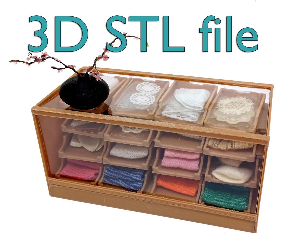 STL 3dfiles for Miniature Glass Display Case With Drawers - Etsy