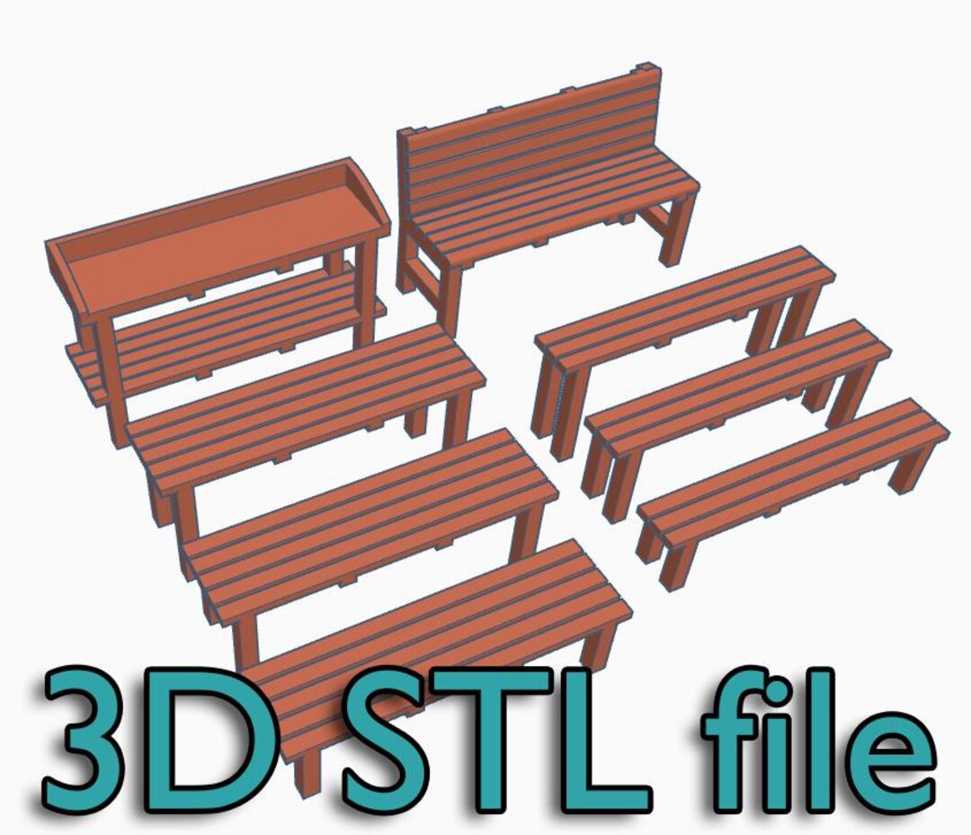 STL 3D File for Miniature Benches, Stands and Potting Bench - Etsy