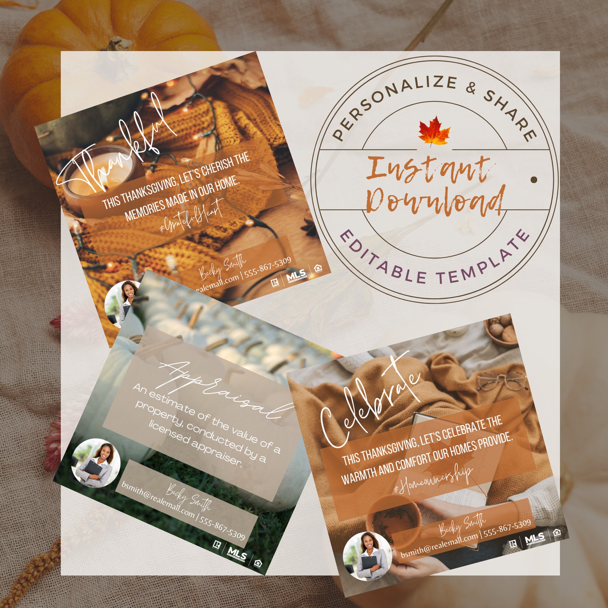 70 Fall-themed Template Bundle | Real Estate and Mortgage Social Media ...