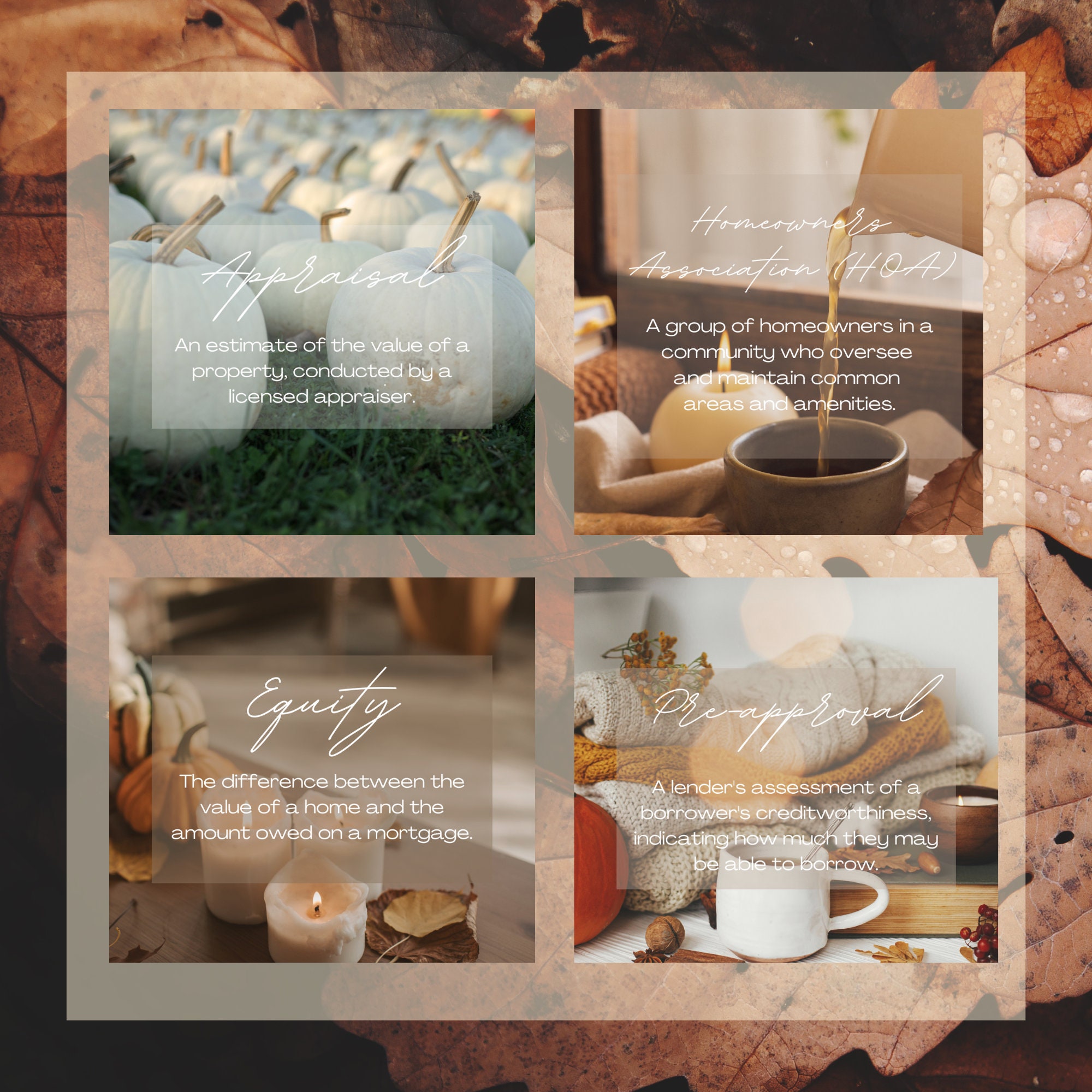 40 Fall-themed Real Estate Definitions for Posts & Stories | Fall ...