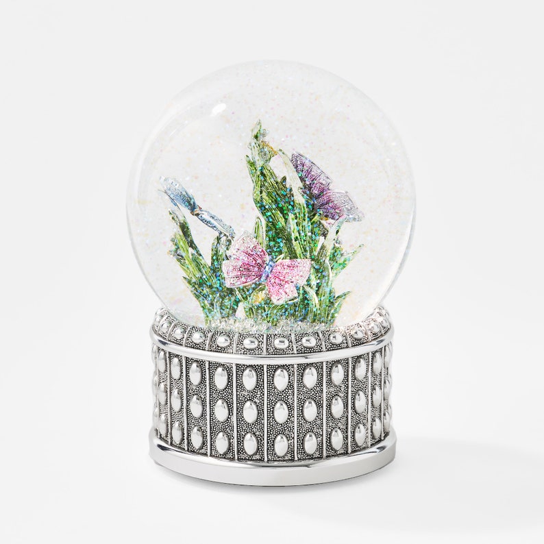 Engraved Jeweled Butterfly Snow Globe, Personalized Snow Globe, Nursery ...