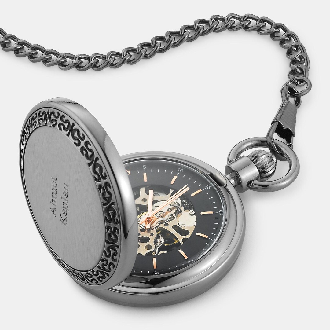 Engraved Skeleton Pocket Watch - Custom Graduation Pocket Watch ...