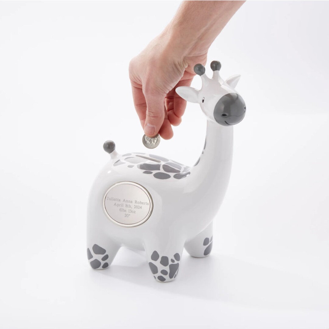 Engraved Ceramic Giraffe Bank for the New Baby, Baby Gifts, Gifts for ...