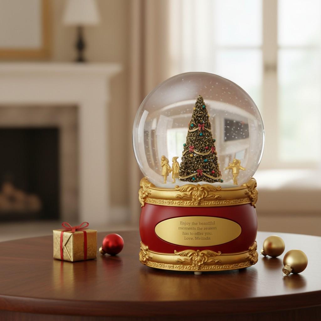 Personalized Ice-skating Christmas Snow Globe – Rotating Musical Globe ...