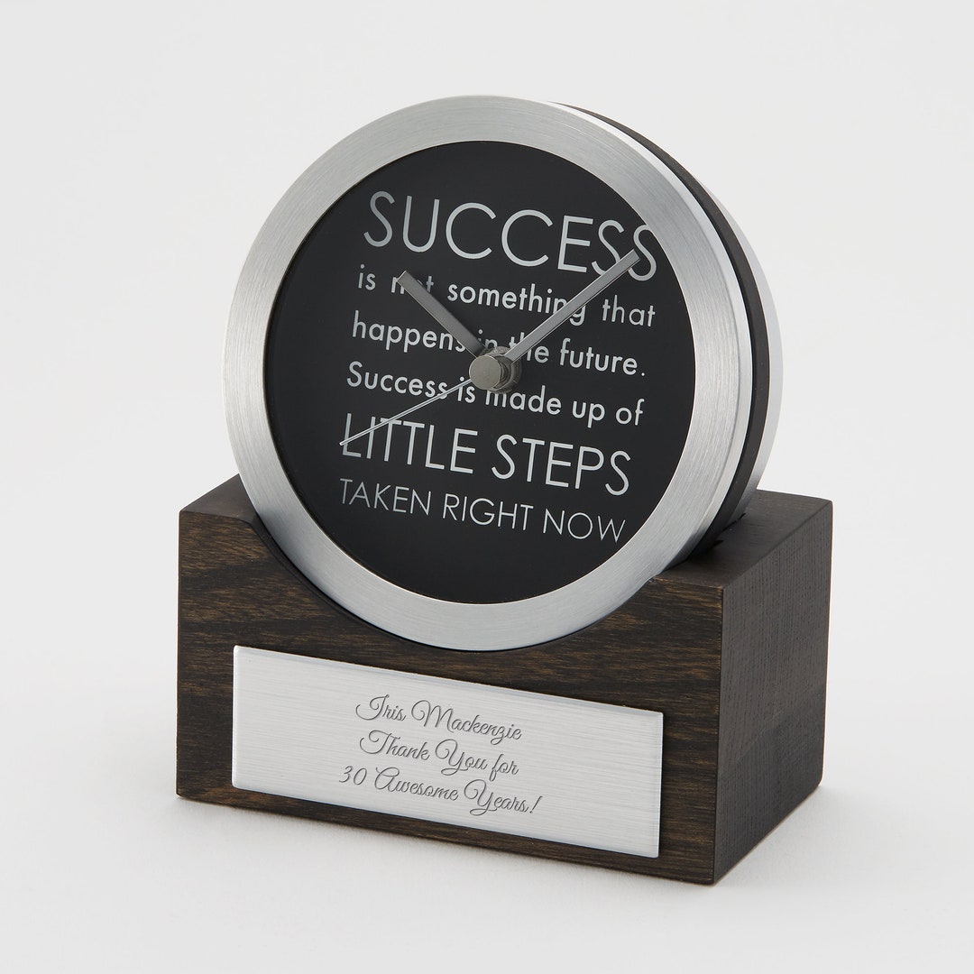 Engraved Success Small Desk Clock, Personalized Keepsake, Office Gift ...