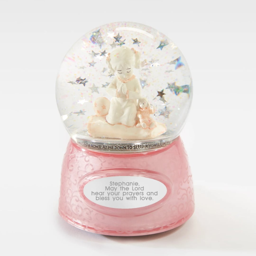 Engraved Baptism Snow Globe, Personalized Snow Globe Praying Girl ...