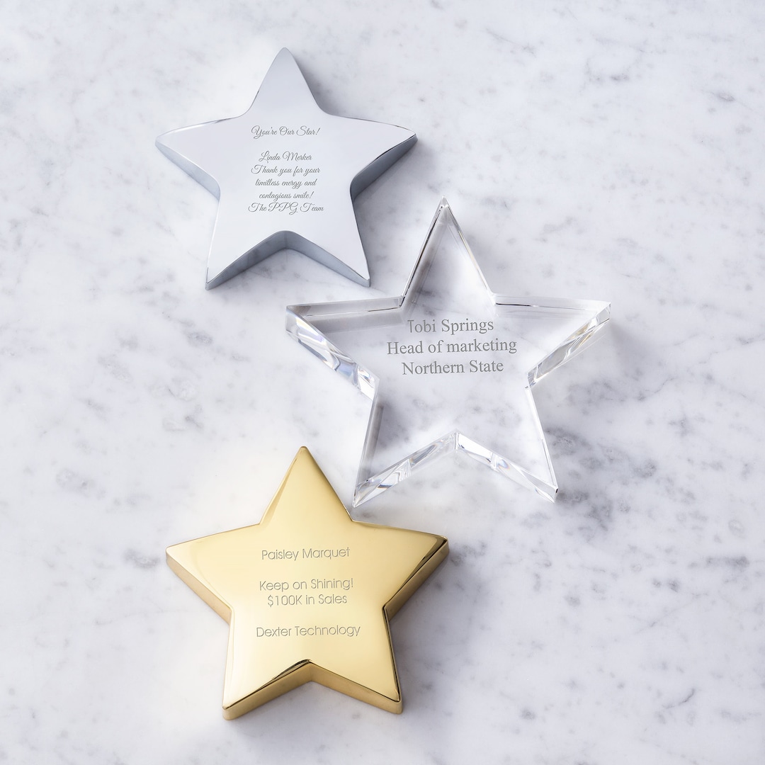 Engraved Star Paperweight, Business Gift, Employee Gift, Company Gift ...